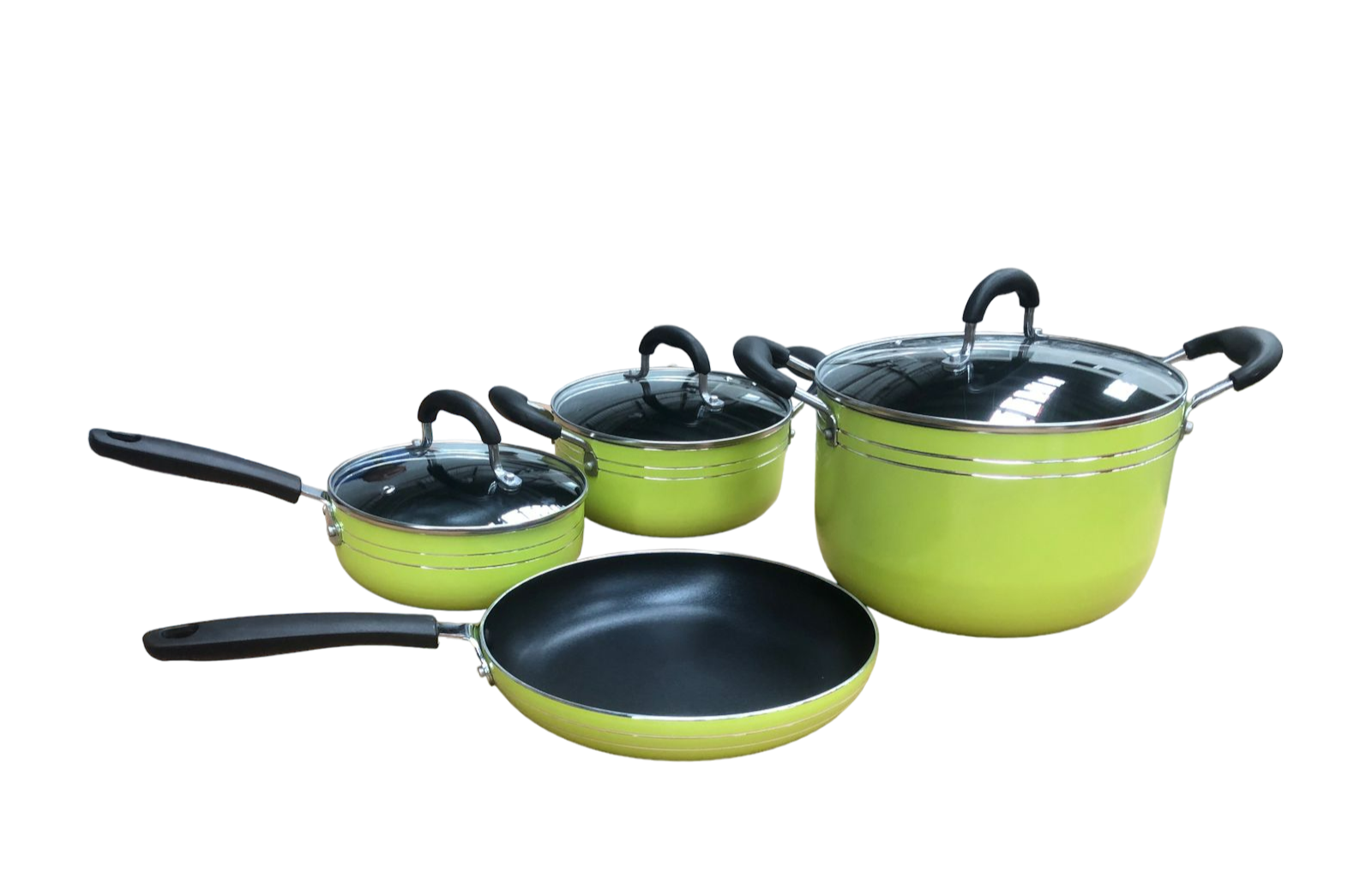 Juego Batería De Cocina Color Verde 7 Pzas Vbg Aluminio Olla Sarten