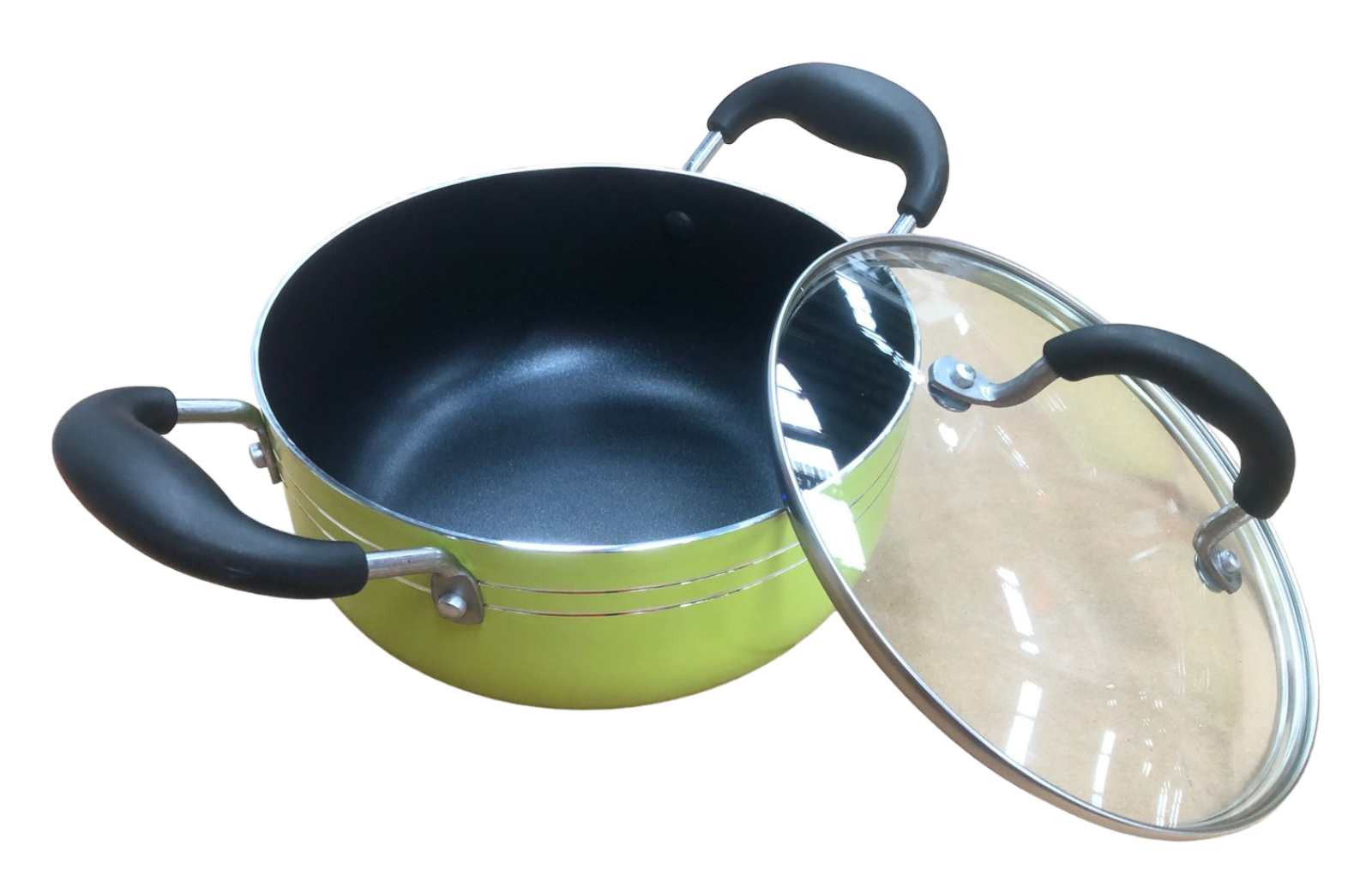 Juego Batería De Cocina Color Verde 7 Pzas Vbg Aluminio Olla Sarten